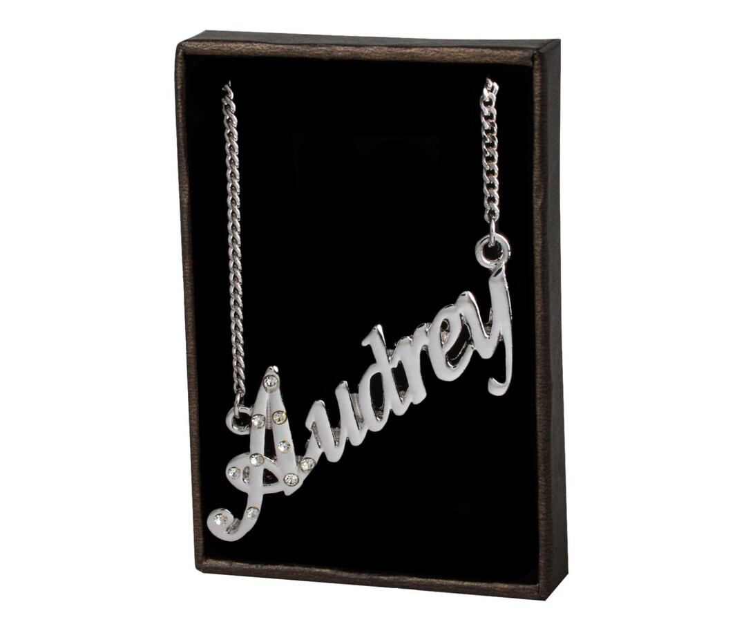 Name Necklace Audrey Gold Plated 18ct Personalised Necklace Etsy