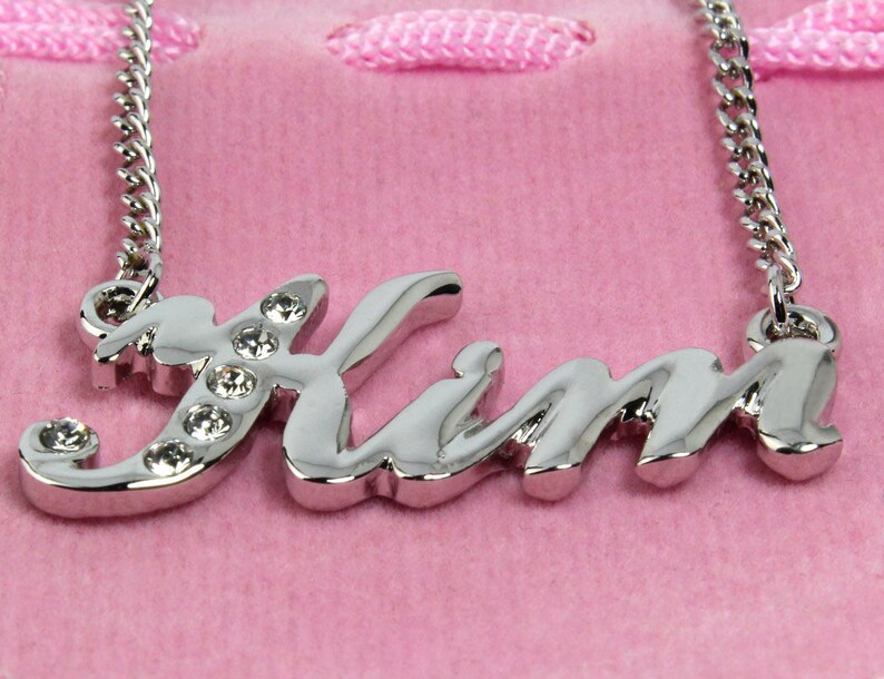 Name Necklace Kim Gold Plated 18ct Personalised Necklace With Swarovski ...