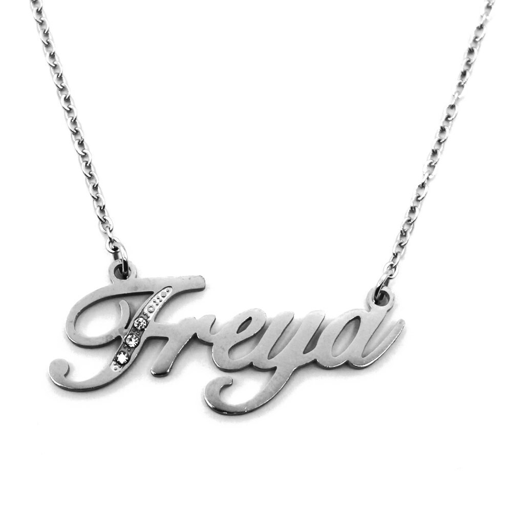 Freya Name Necklace Joyería de nombre personalizado Tono - Etsy España