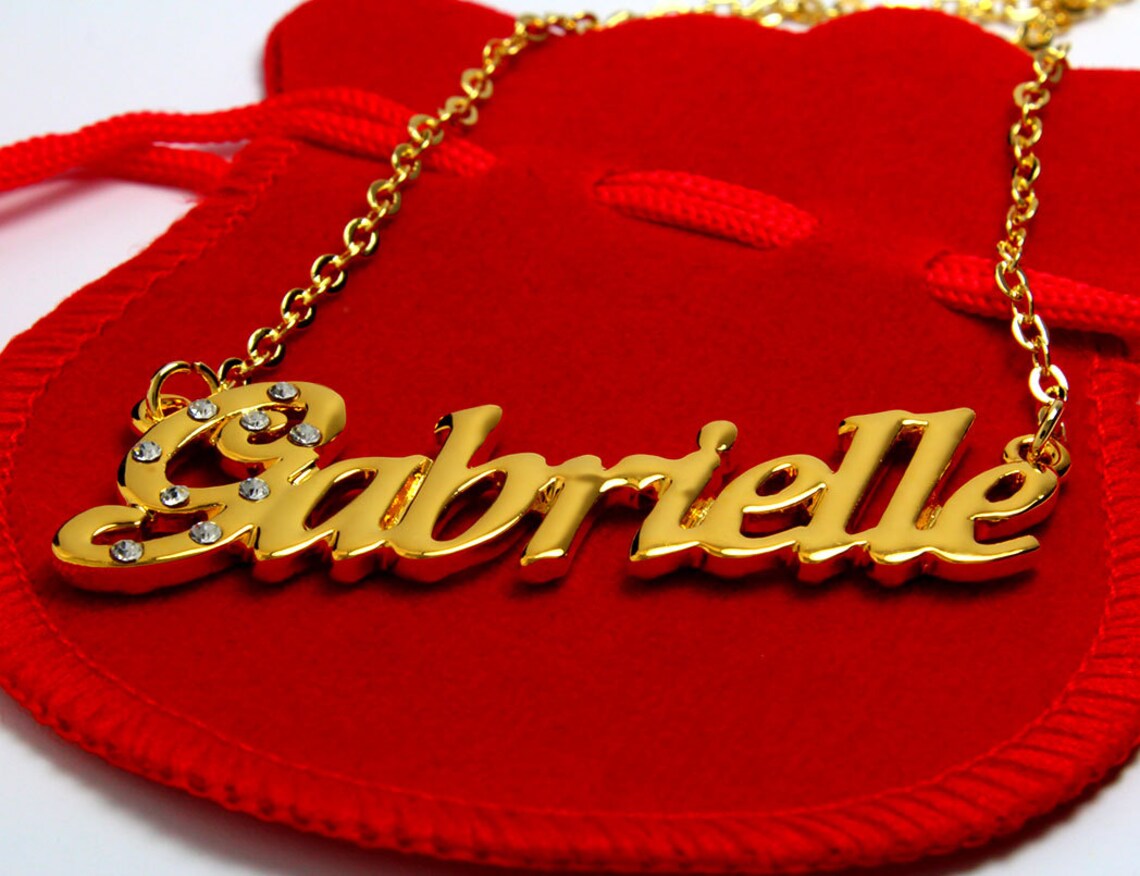 Name Necklace Gabrielle Gold Plated 18ct Personalised - Etsy India