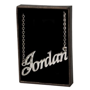 Name Necklace Jordan White Gold Plated 18ct Personalised - Etsy
