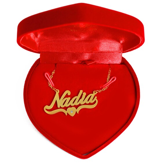 Nadia Coeur Nom Collier Plaqué Or 18 carats Monogramme | Etsy