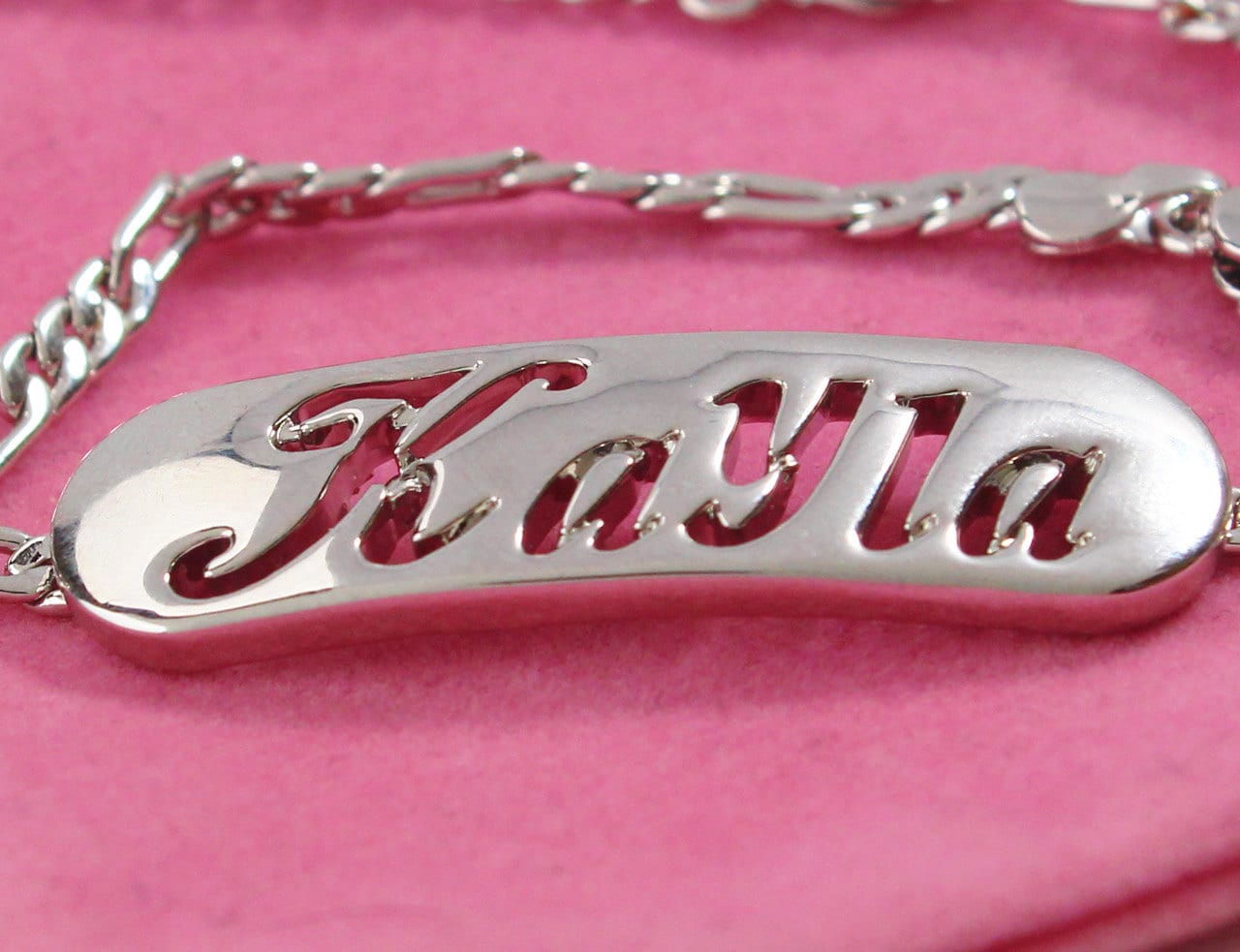 Name Bracelet Kayla White Gold Plated 18K Personalised - Etsy