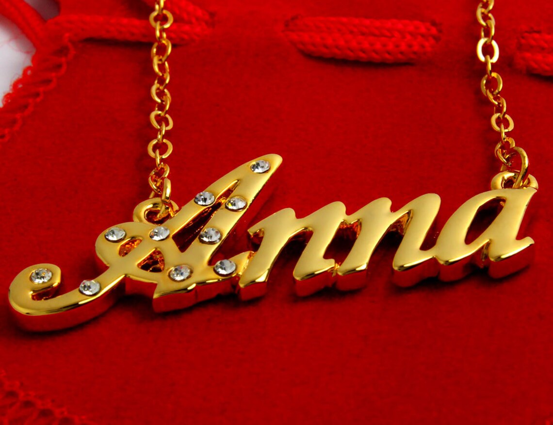 Name Necklace Anna Gold Plated Custom Name - Etsy