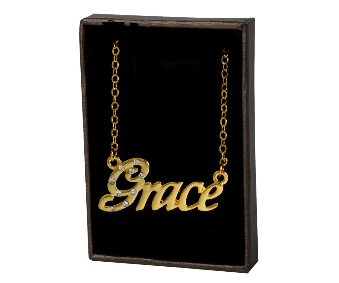 Name Necklace Grace Gold Plated 18ct Personalised Necklace - Etsy