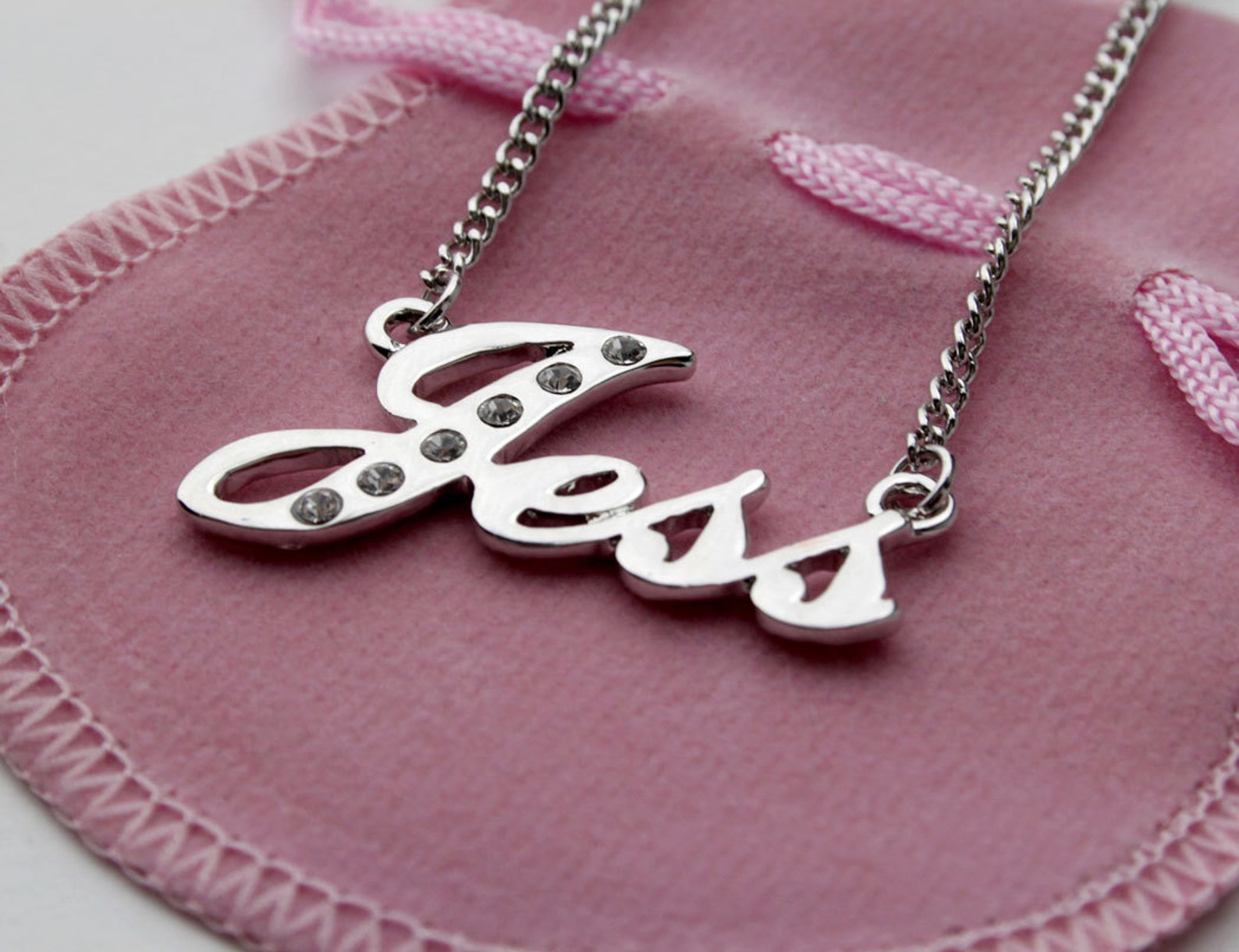Name Necklace Jess White Gold Plated 18ct Personalised - Etsy