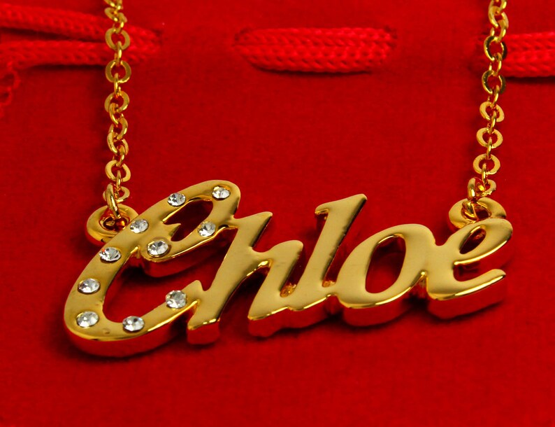 Name Necklace Chloe Gold Plated 18ct Personalised Necklace - Etsy