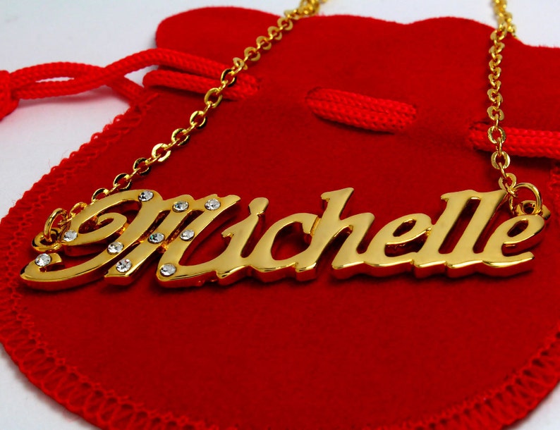 Name Necklace Michelle Gold Plated 18ct Personalised - Etsy