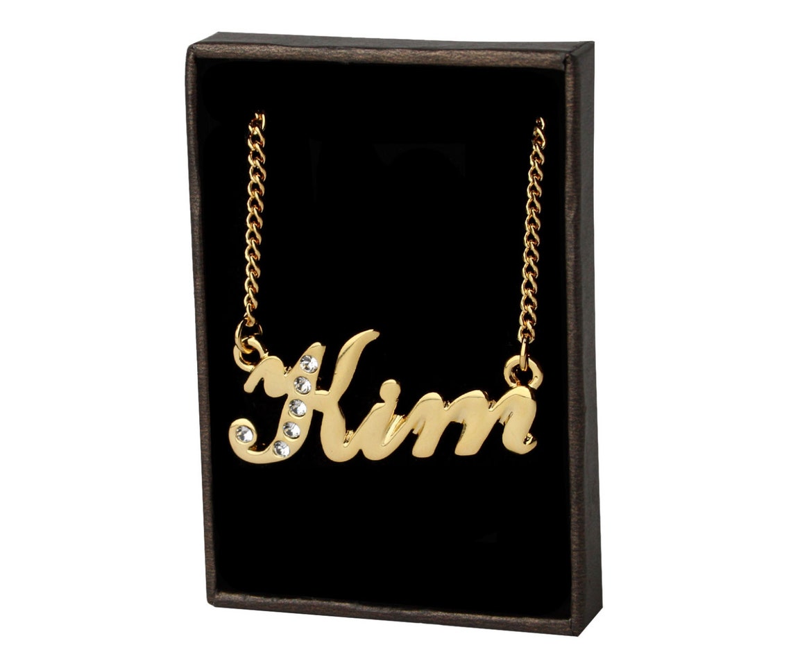Name Necklace Kim Gold Plated 18ct Personalised Necklace - Etsy