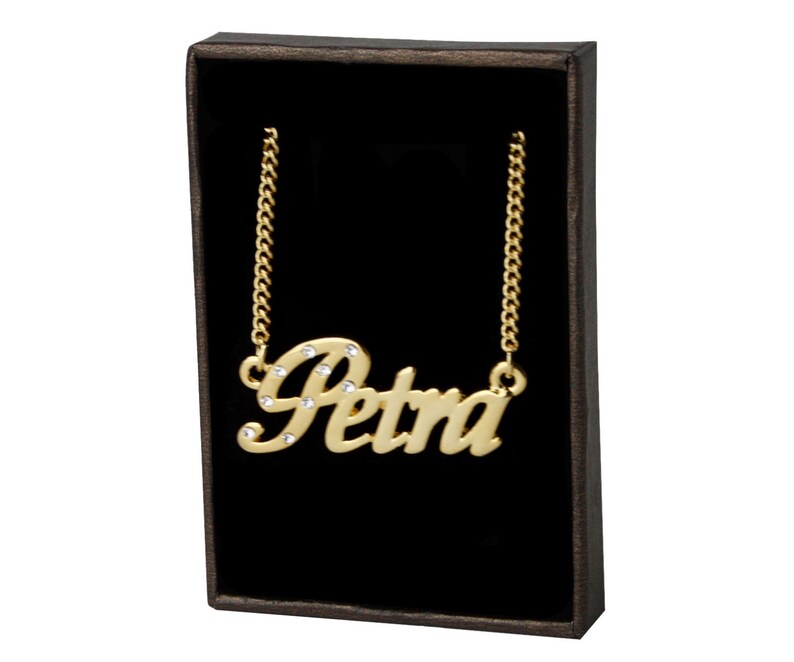 Name Necklace Petra Gold Plated 18ct Personalised Necklace With ...