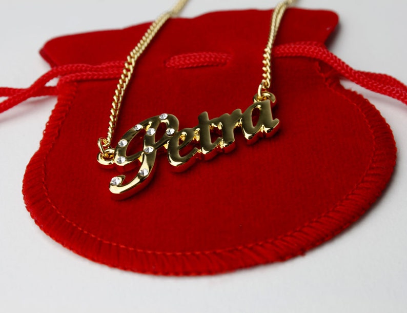 Name Necklace Petra Gold Plated 18ct Personalised Necklace With ...