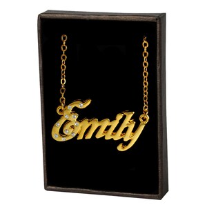 Name Necklace Emily Gold Plated 18ct Personalised Necklace With Czech ...