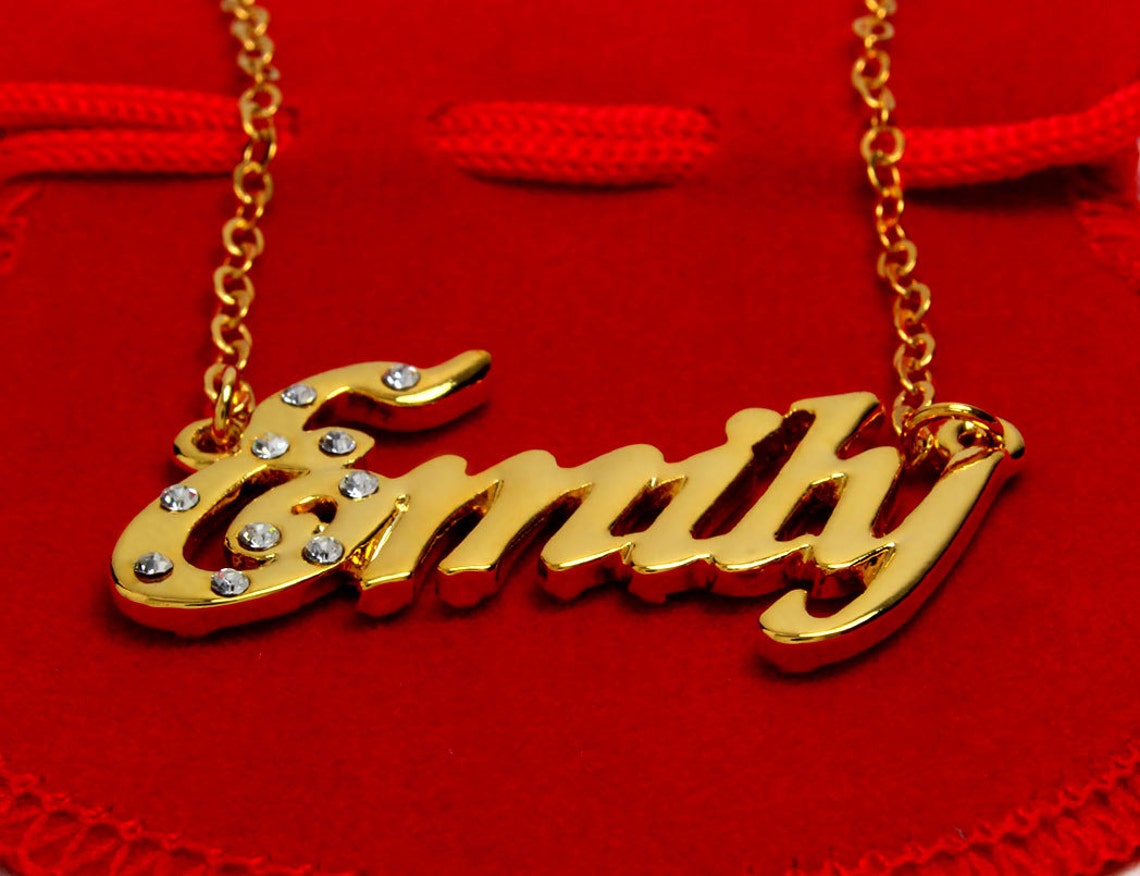 Name Necklace Emily Gold Plated 18ct Personalised Necklace - Etsy