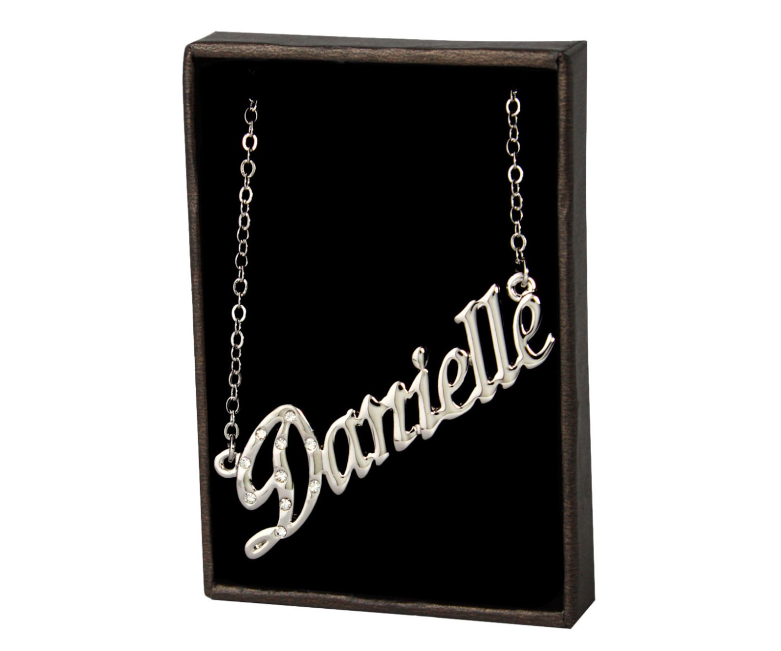 Name Necklace Danielle White Gold Plated 18ct Personalised - Etsy UK