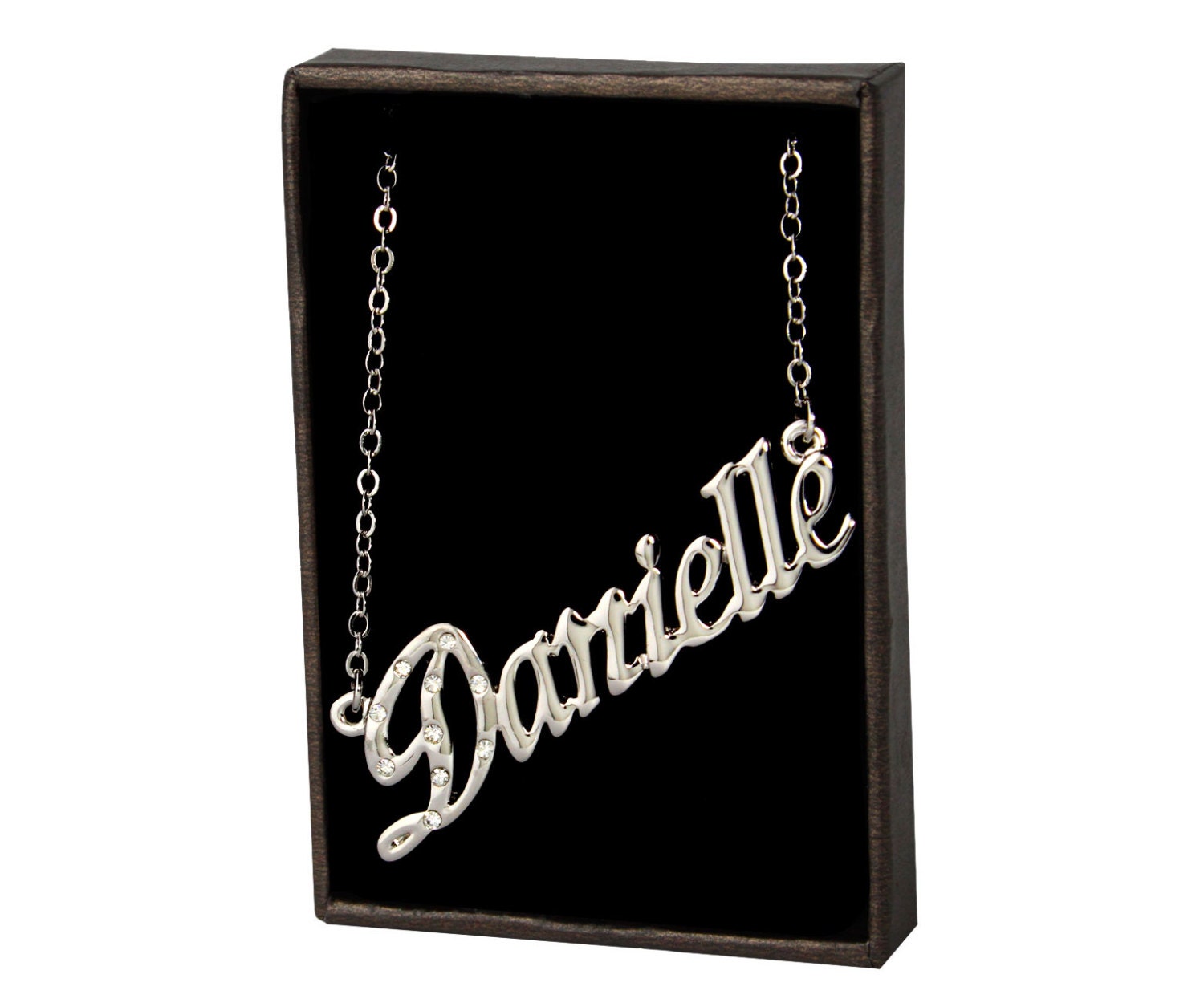 Name Necklace Danielle White Gold Plated 18ct Personalised - Etsy UK