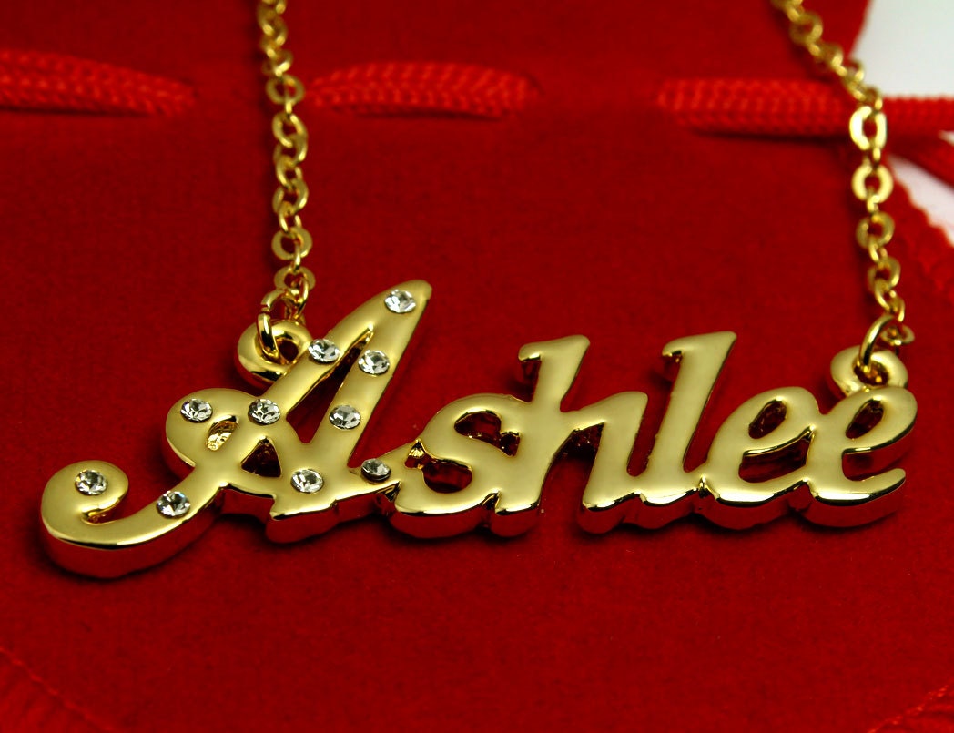 Name Necklace Ashlee Gold Plated 18ct Personalised Necklace - Etsy