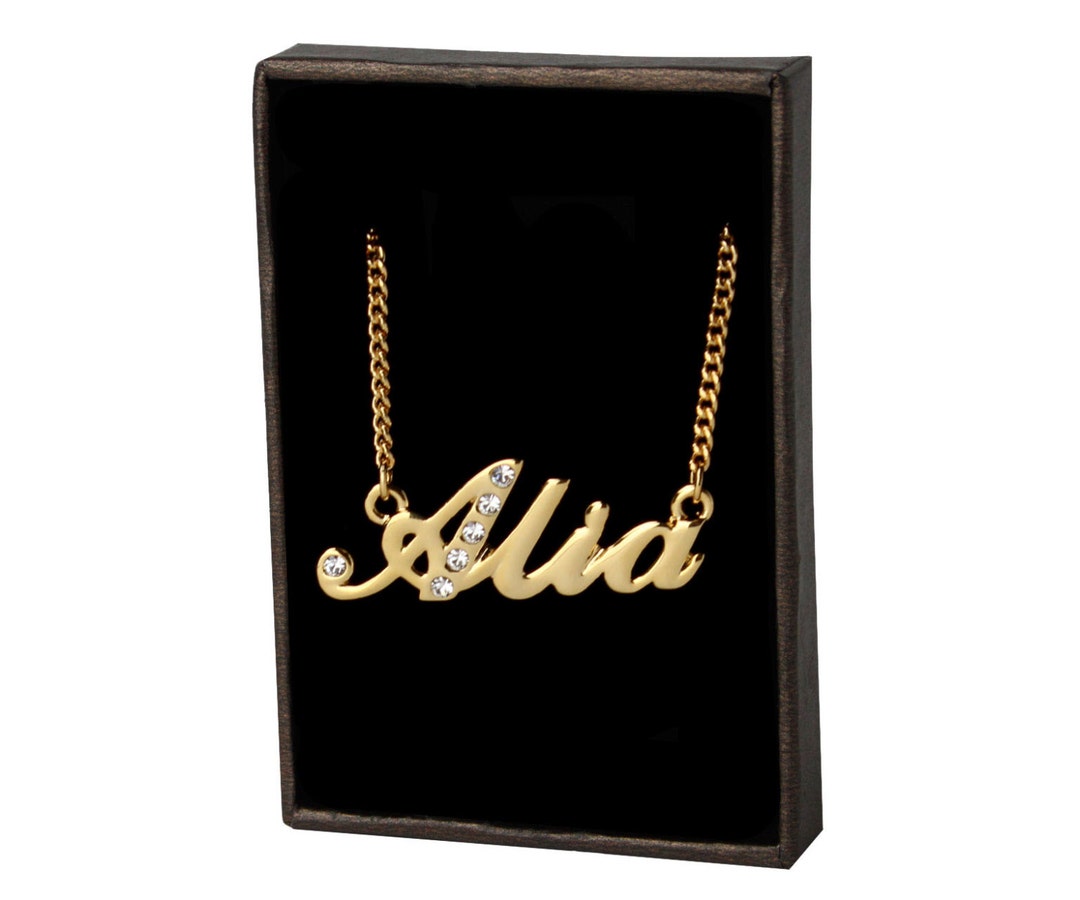 Name Necklace Alia Gold Plated 18ct Personalised Necklace With ...