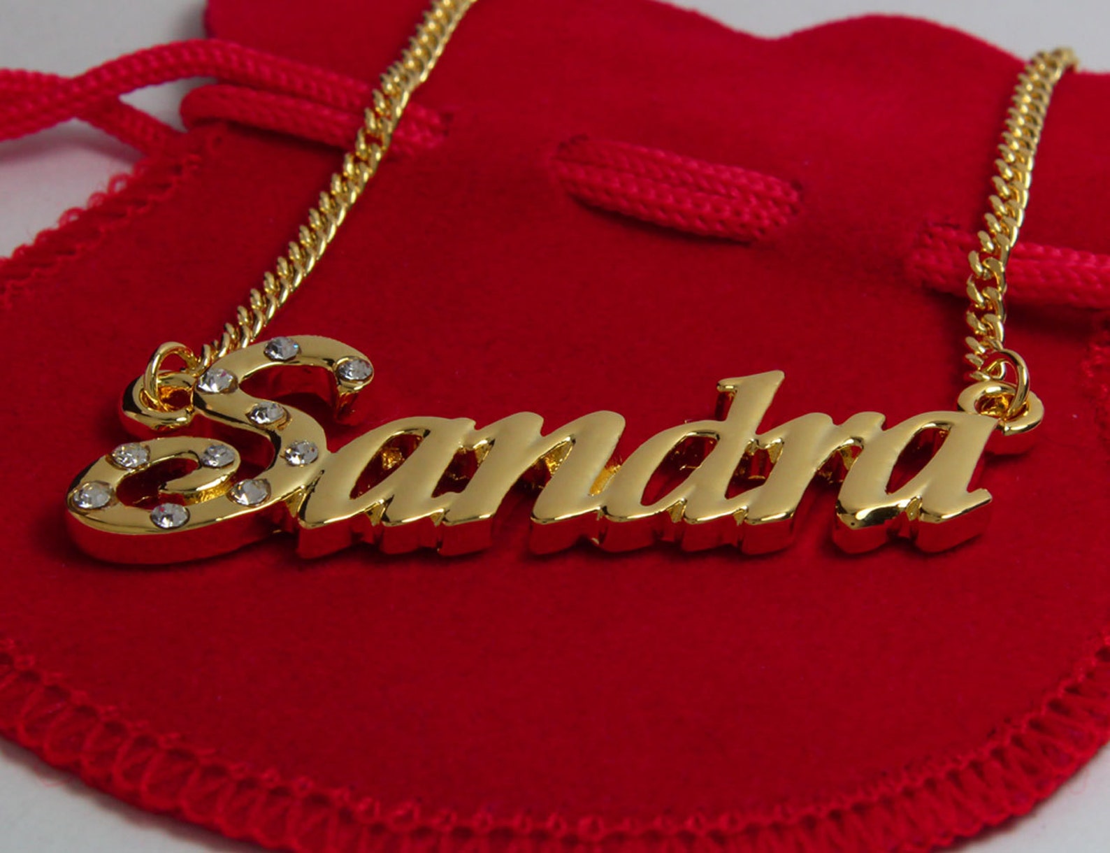 Name Necklace Sandra Gold Plated 18ct Personalised Necklace - Etsy