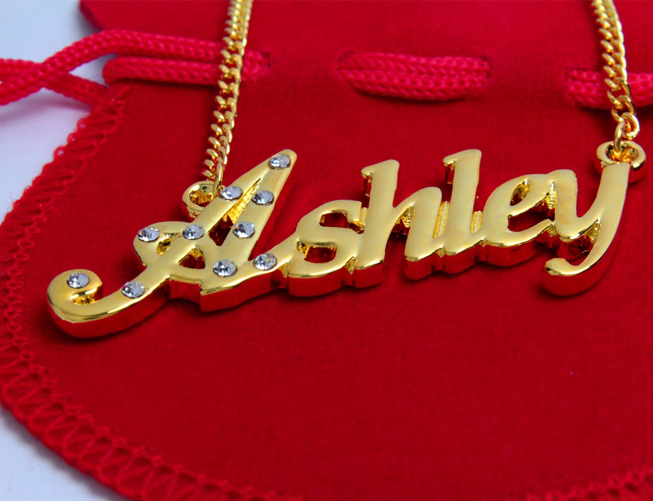 Name Necklace Ashley Gold Plated 18ct Personalised Necklace - Etsy UK