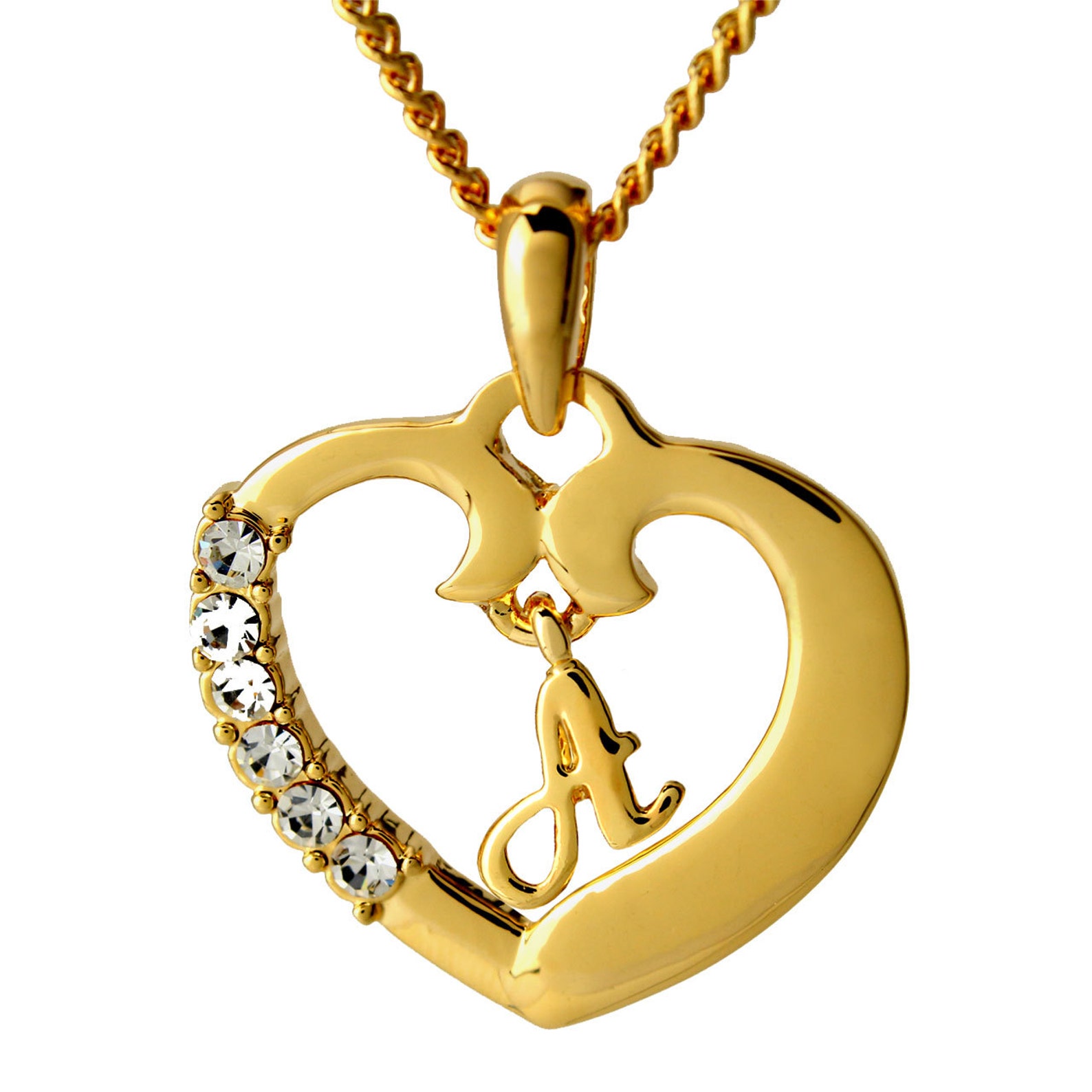 Gold Heart Initial Necklace a Gold Initial Heart - Etsy