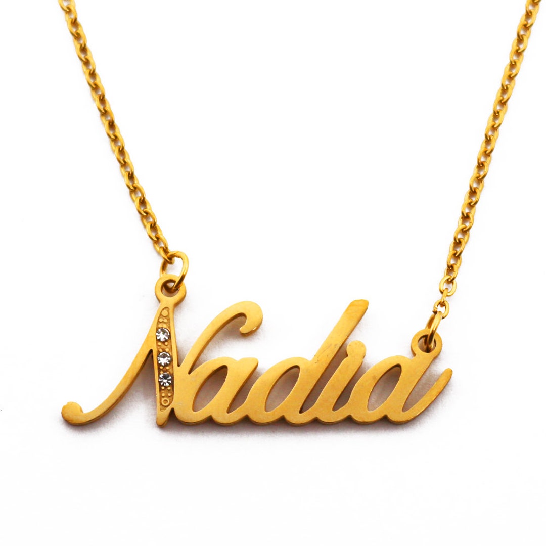 Nadia Name Necklace Personalized Name Jewellery Silver Tone and Gold ...