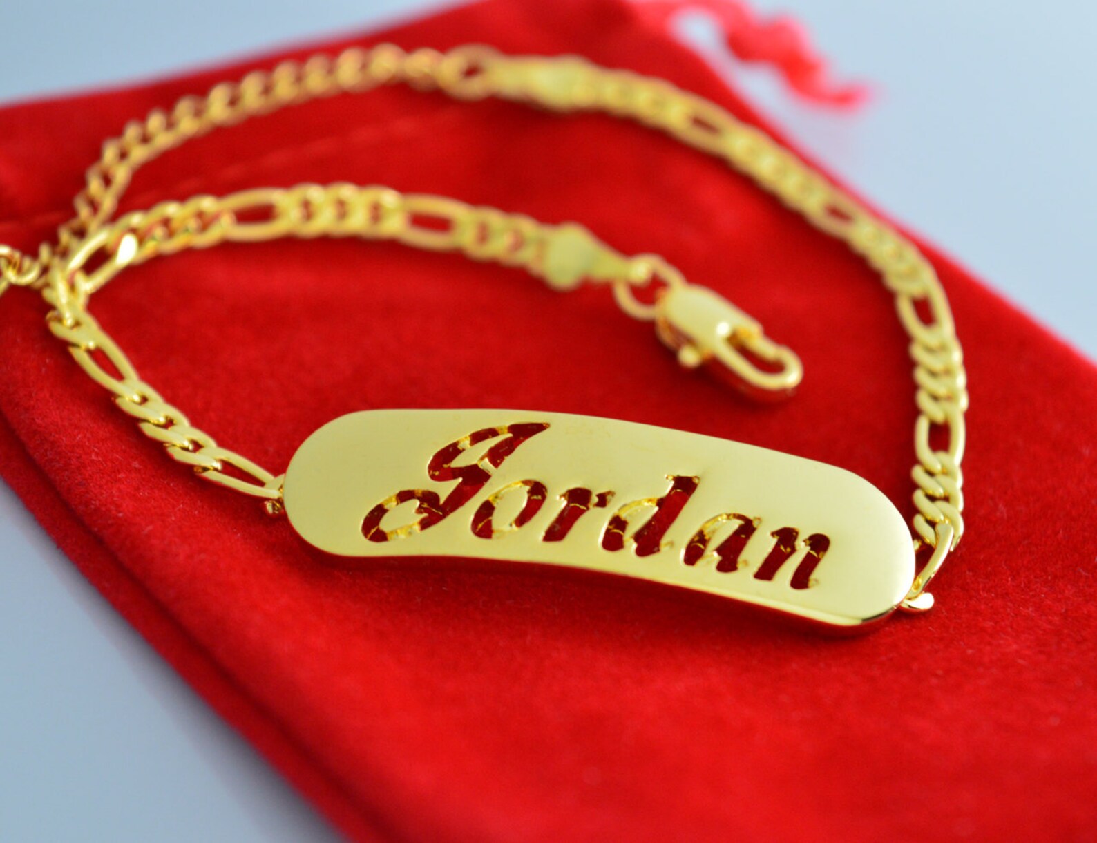 JORDAN Gold Plated Name Necklace & Name Bracelet Gift Set - Etsy