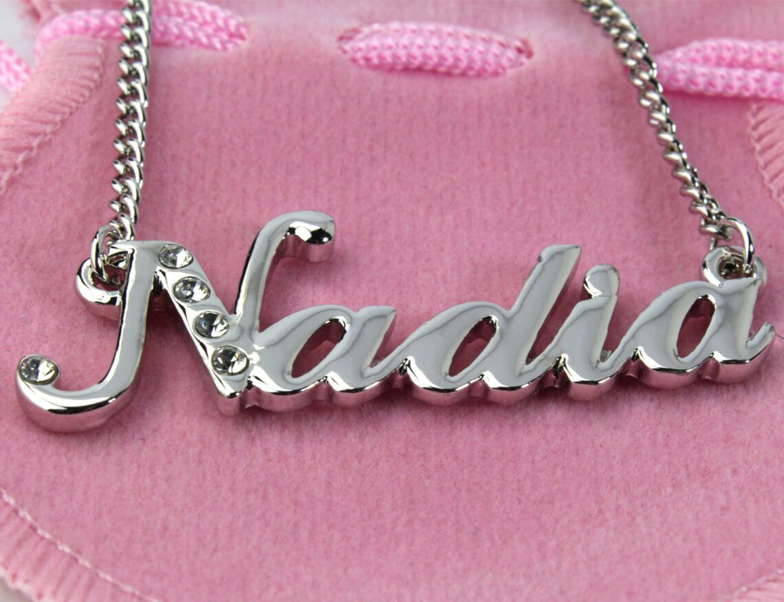 Name Necklace Nadia Gold Plated 18ct Personalised Necklace | Etsy