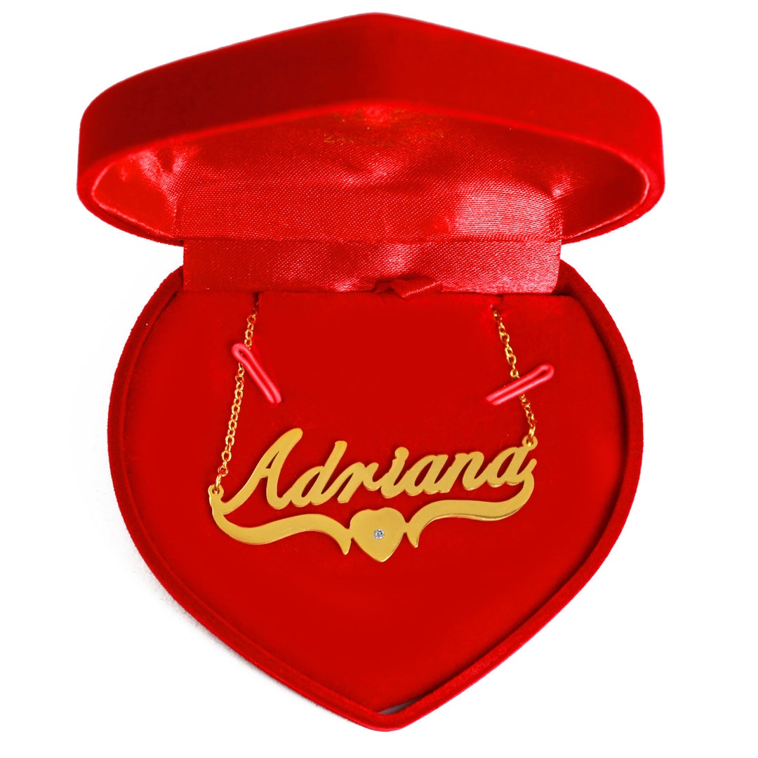 Adriana Heart Name Necklace 18ct Gold Plated Personalized - Etsy