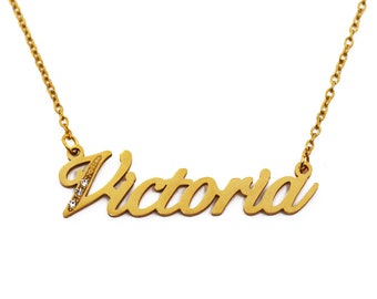 VICTORIA Gold Name Necklace Personalized Jewellery Free - Etsy