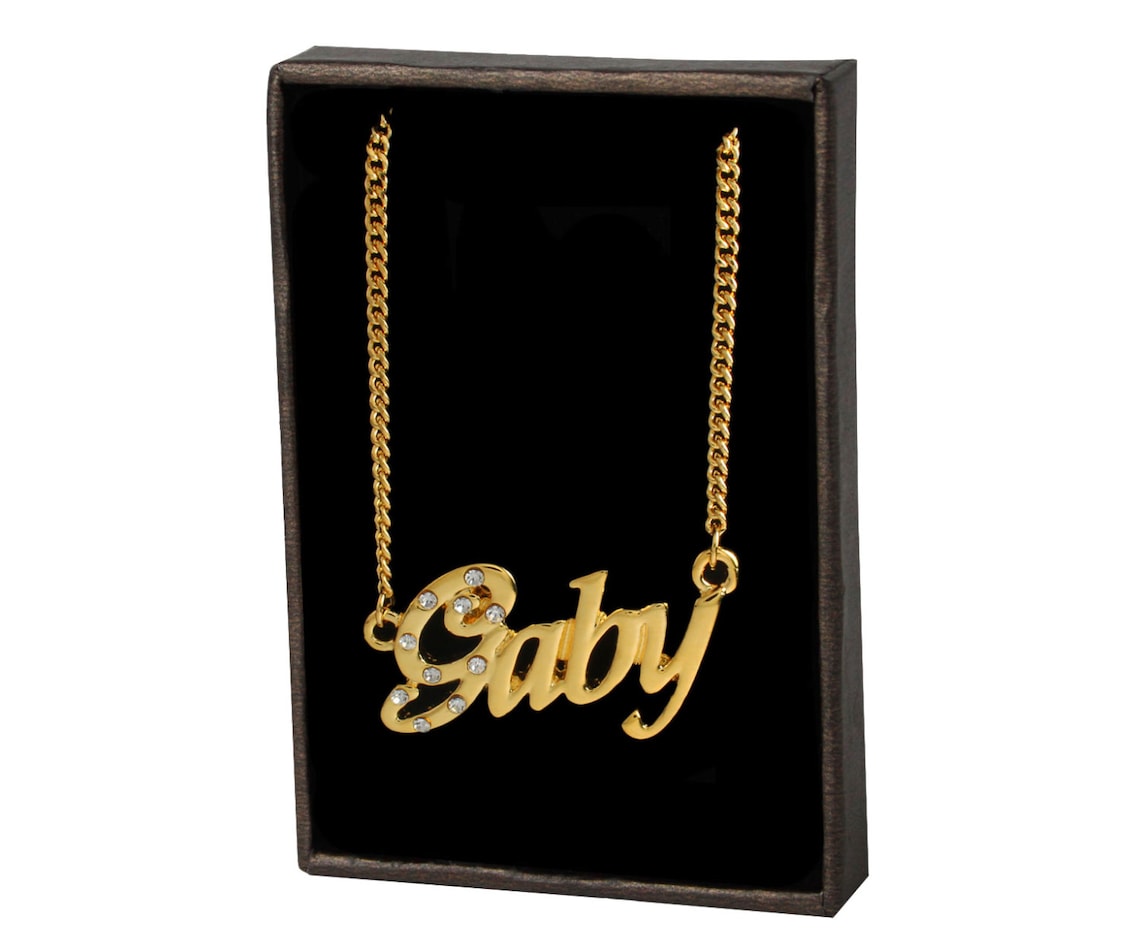 Name Necklace Gaby Gold Plated 18ct Personalised Necklace - Etsy