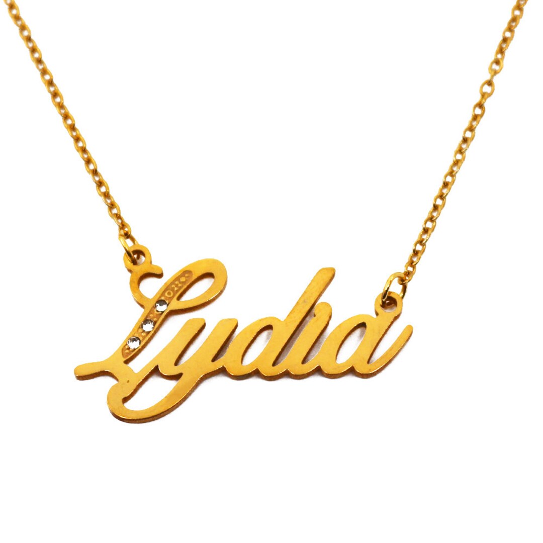 Lydia Name Necklace Personalized Name Jewellery Silver Tone and Gold ...
