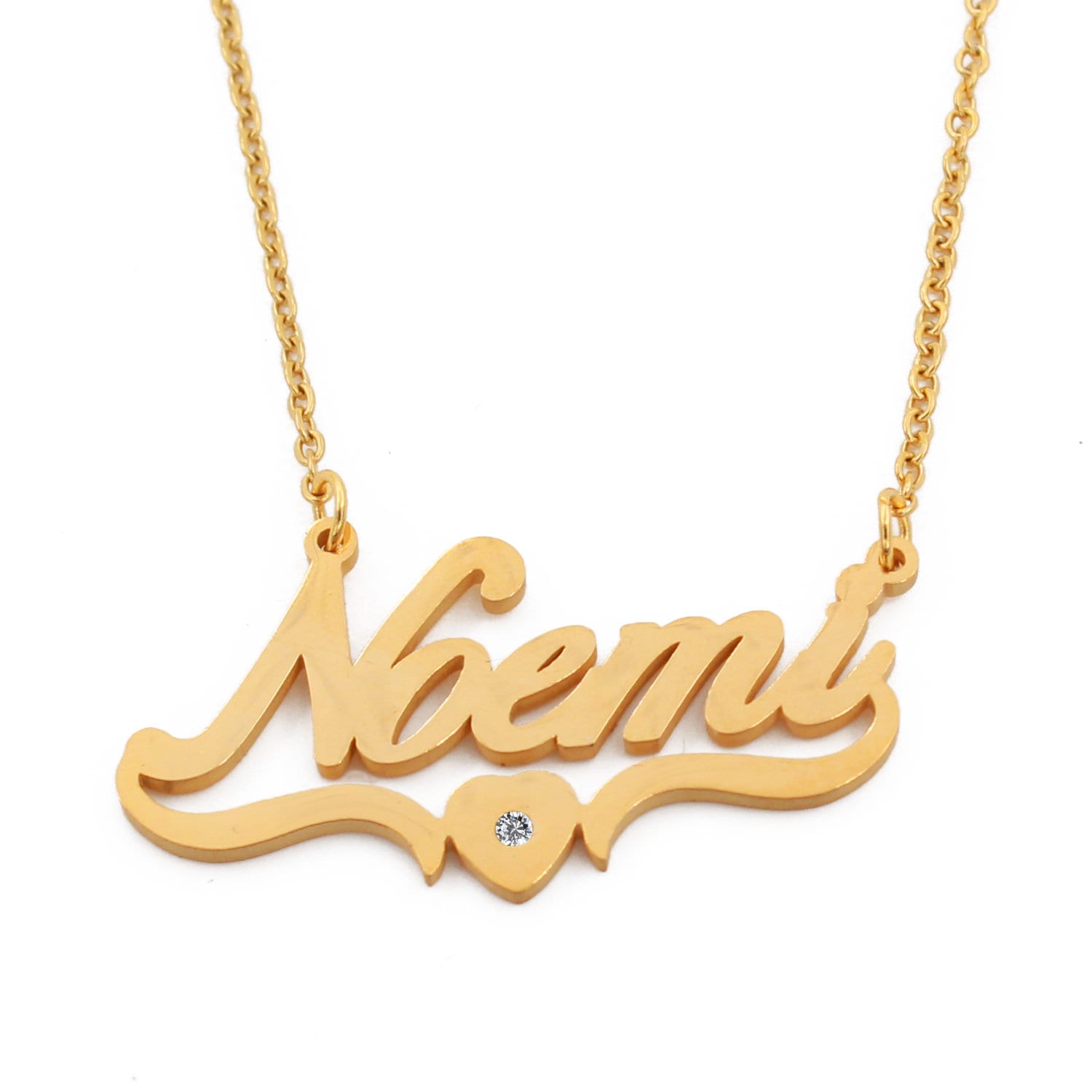 Noemi Heart Name Necklace 18ct Gold Plated Personalized - Etsy