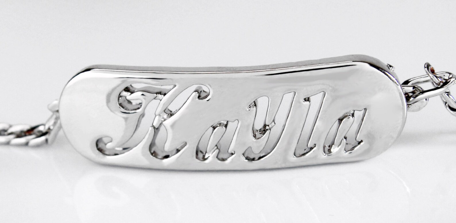 Name Bracelet Kayla White Gold Plated 18K Personalised - Etsy