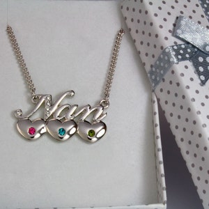 NAN Heart Necklace White Gold Plated 18ct Personalised Necklace With ...