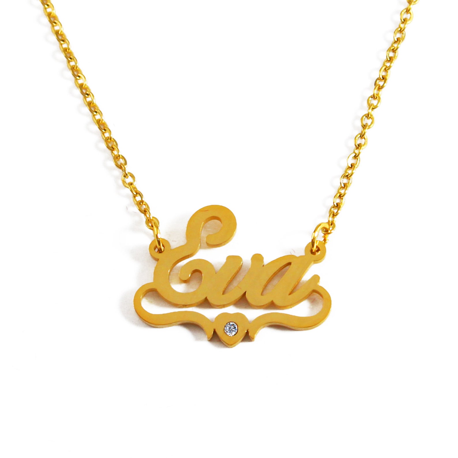 Eva Heart Name Necklace 18ct Gold Plated Personalized Monogram - Etsy
