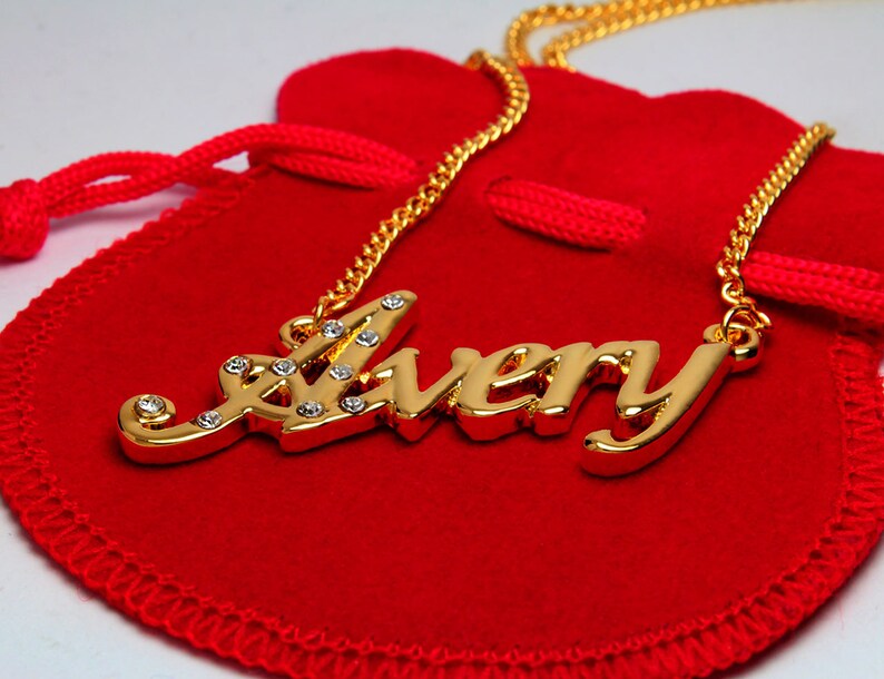 Name Necklace Avery Gold Plated 18ct Personalised Necklace - Etsy