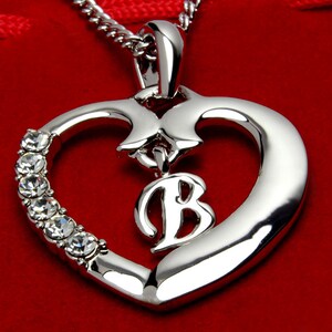 Gold Heart Initial Necklace b Gold Initial Heart Letter Necklace ...