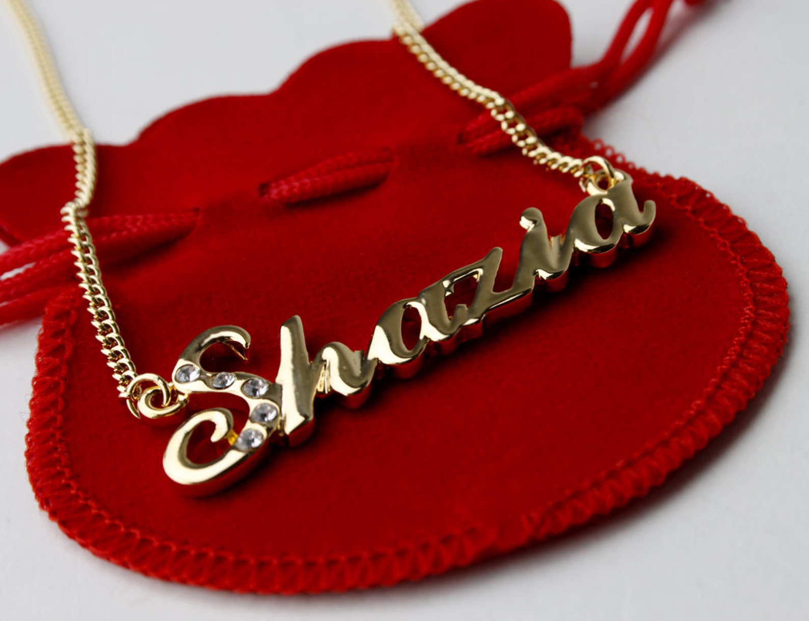 Name Necklace Shazia Gold Plated 18ct Personalised Necklace | Etsy