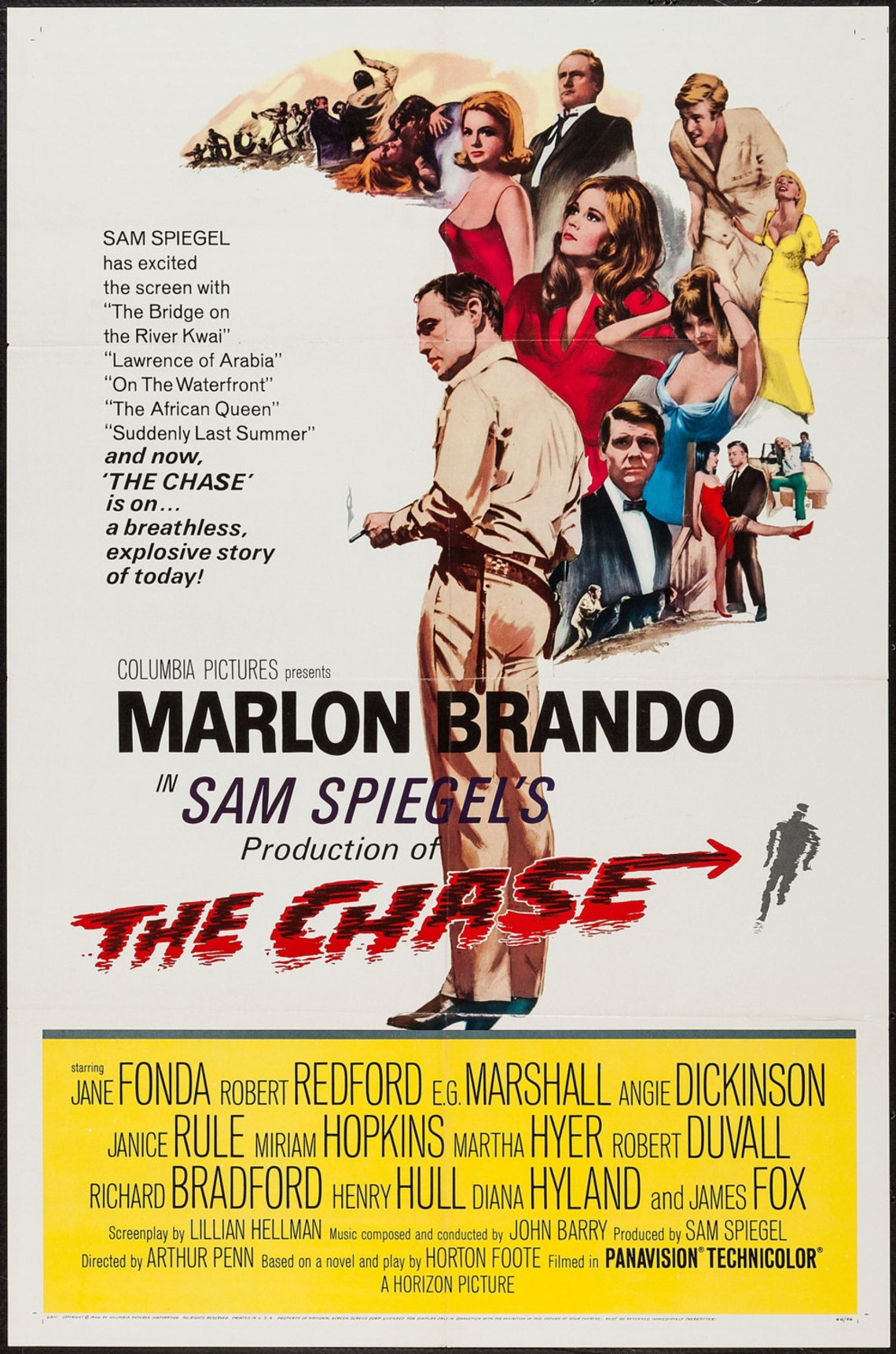 Movie Poster 27 X 41 Marlon Brando | Jane Fonda "the Chase" - Etsy