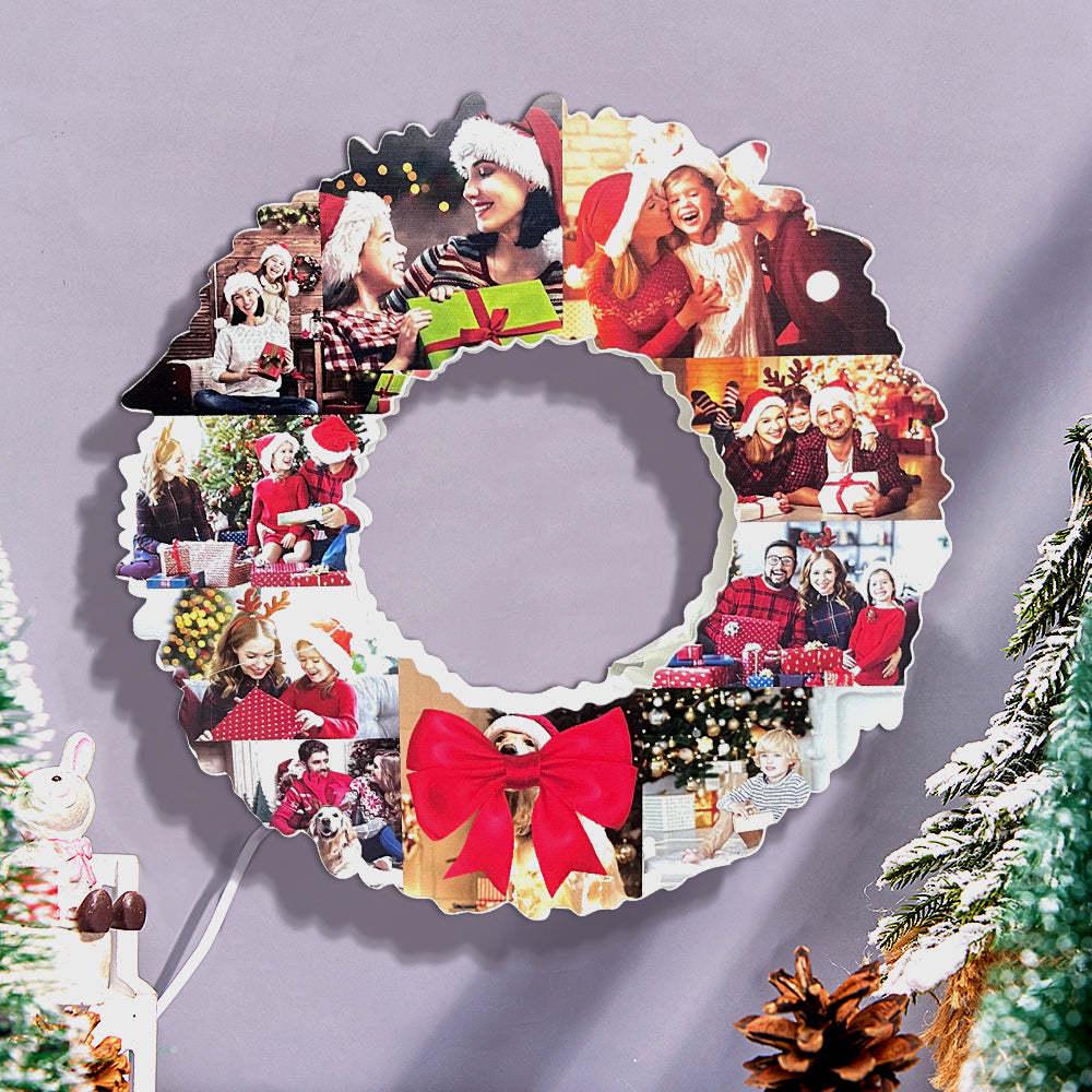 Personalized Photo Collage Wall Light Christmas Wreath Night Light Best ...