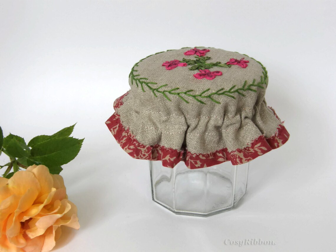 Linen Jam Jar Cover in a Cosy and Chic Design. | Etsy