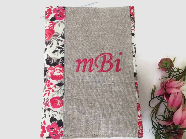 Monogram Book Cover Monogrammed Linen Book Cover Monogram | Etsy