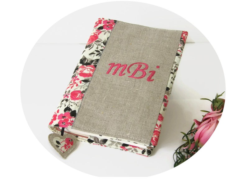 Monogram Book Cover Monogrammed Linen Book Cover Monogram | Etsy