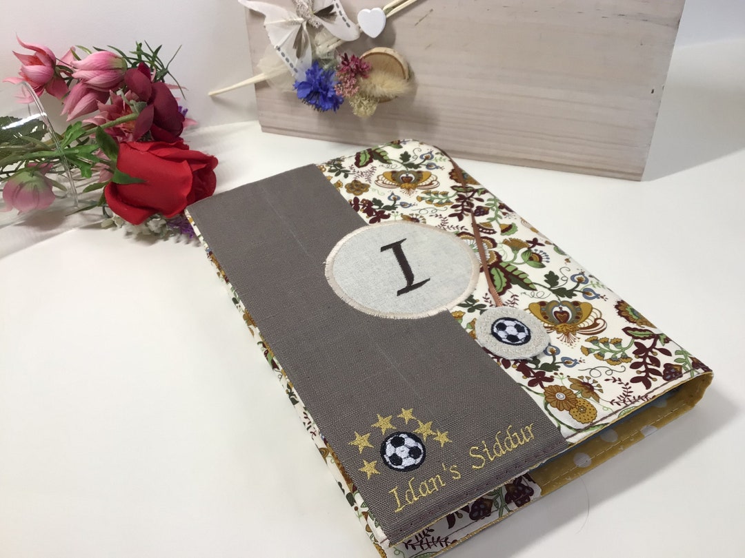 Personalized Soccer Siddur Cover: Linen & Floral Fabric, Bat Mitzvah ...