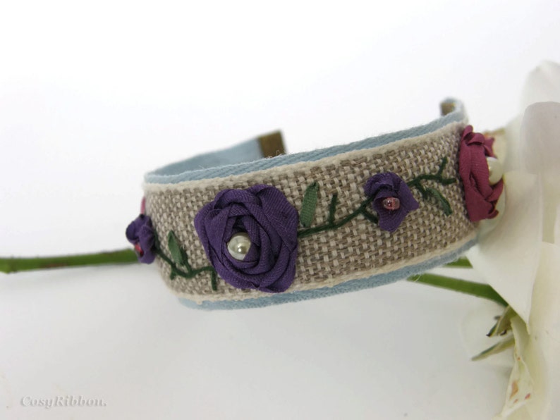 Free Shipping Fabric Cuff Bracelet Linen and Silk Cuff - Etsy