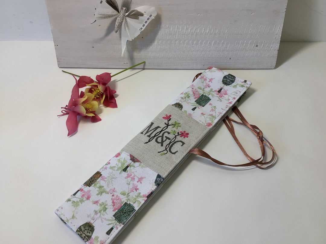 Japanese Fabric Chopsticks Case: Linen Brush Roll, Personalized Cutlery ...