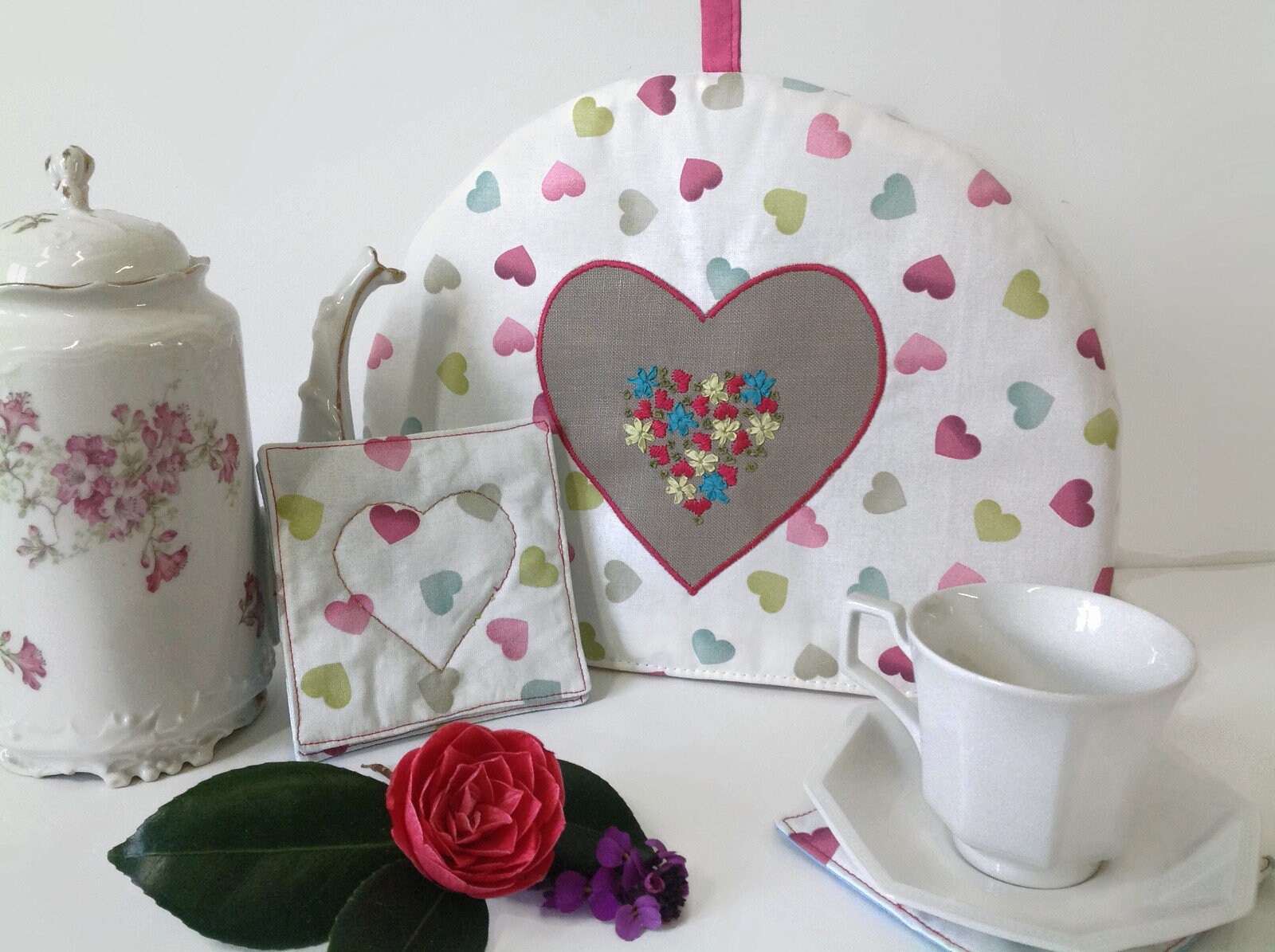 Heart Fabric Tea Cozy: Insulated Teapot Warmer With or Without 2 ...