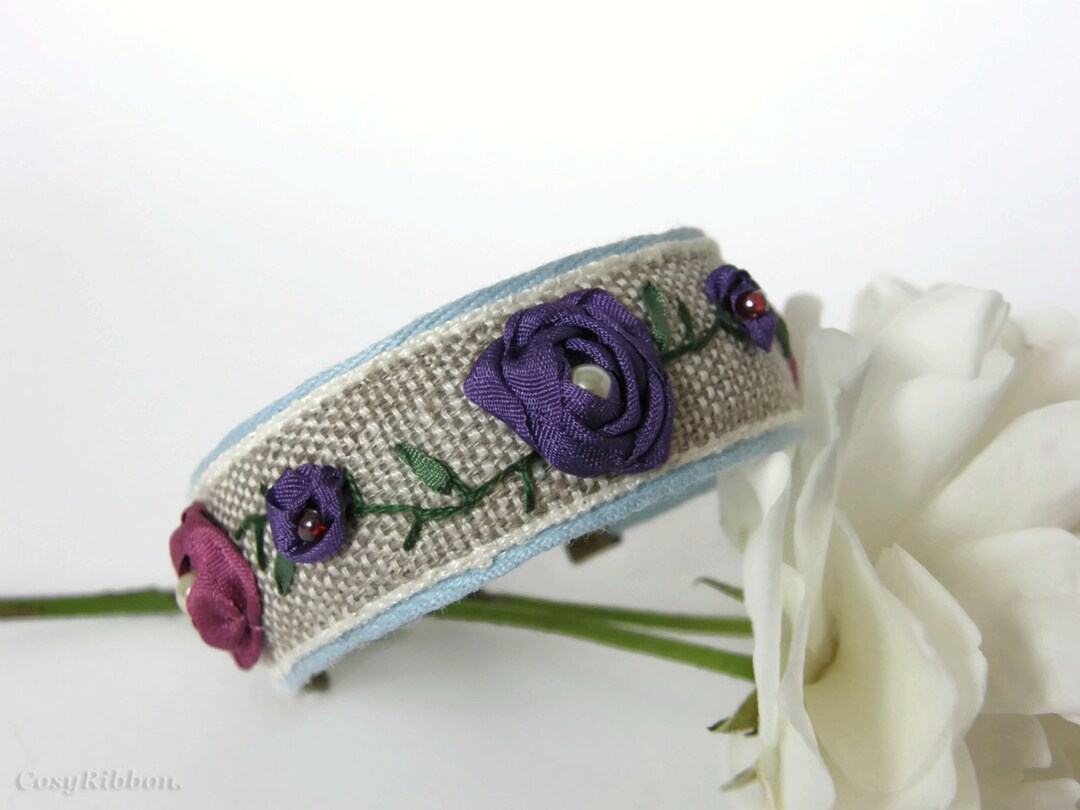 Free Shipping Fabric Cuff Bracelet , Linen and Silk Cuff Bracelet ...