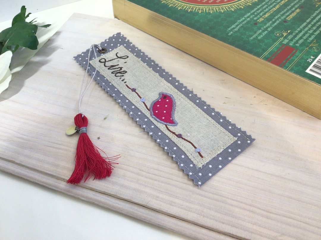 Embroidered Book Mark, Fabric Embroidered Bookmark, Bird Tab ...