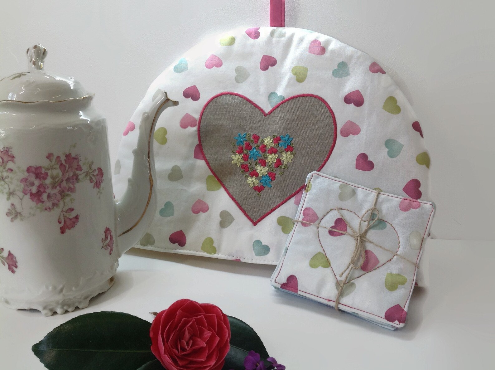 Heart Fabric Tea Cozy: Insulated Teapot Warmer With or Without 2 ...